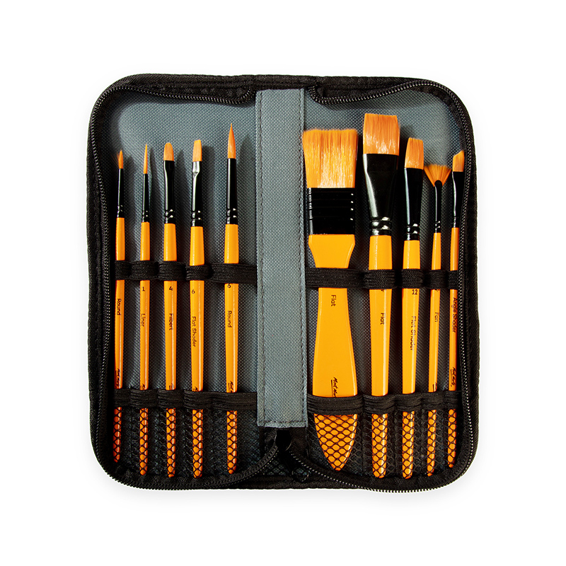 PINCELES PARA ACRILICOS SETX11 + ESTUCHE MONT MARTE - Ofismart
