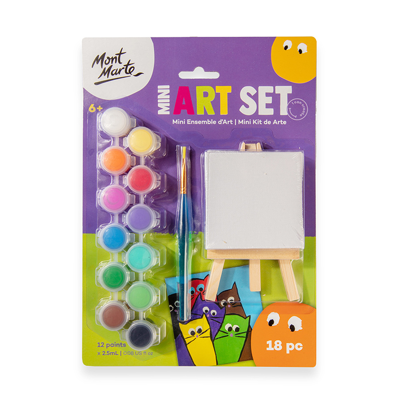 SET DE ARTE INFANTIL X18 CON CABELLETE MINI MONT MARTE - Ofismart